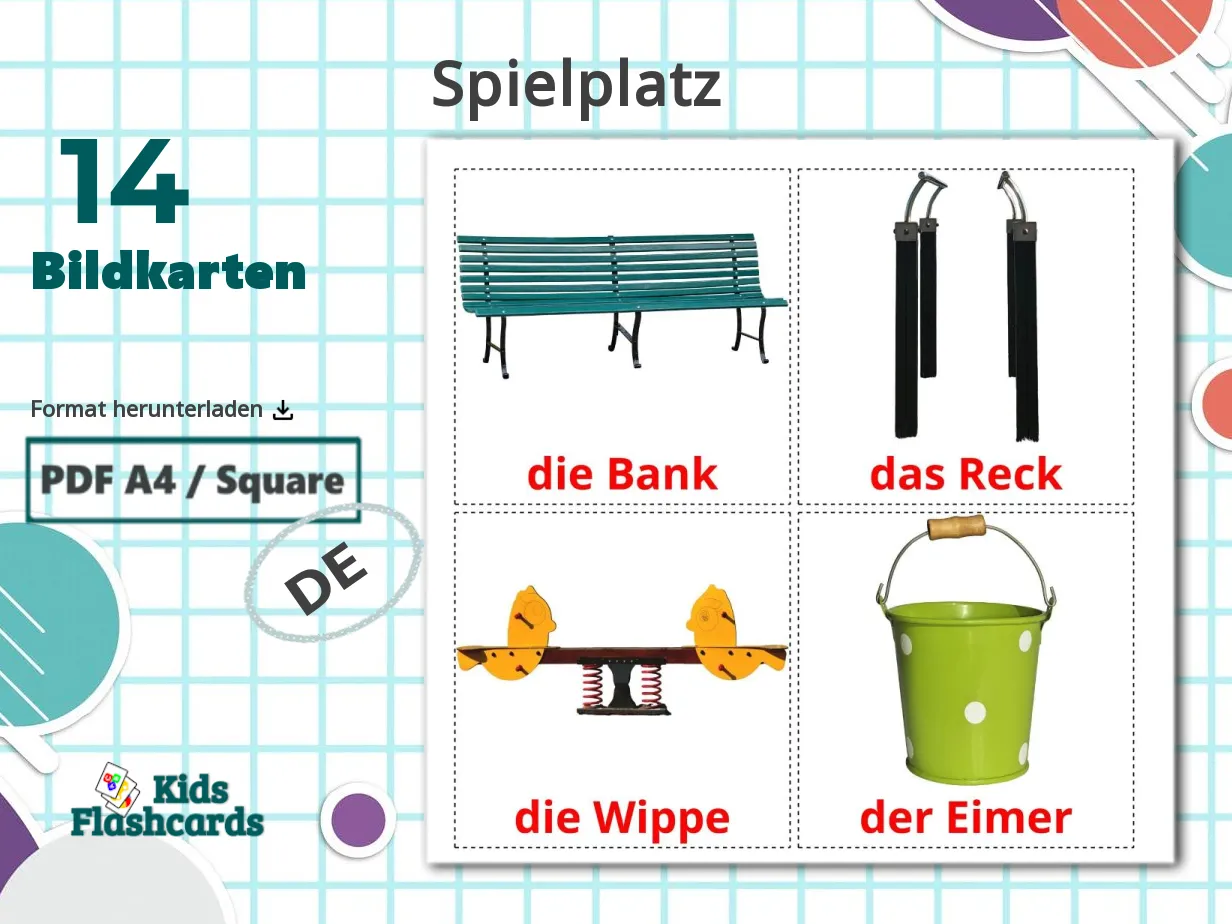 14 Spielplatz Bildkarten in PDF | Deutsch Bilder