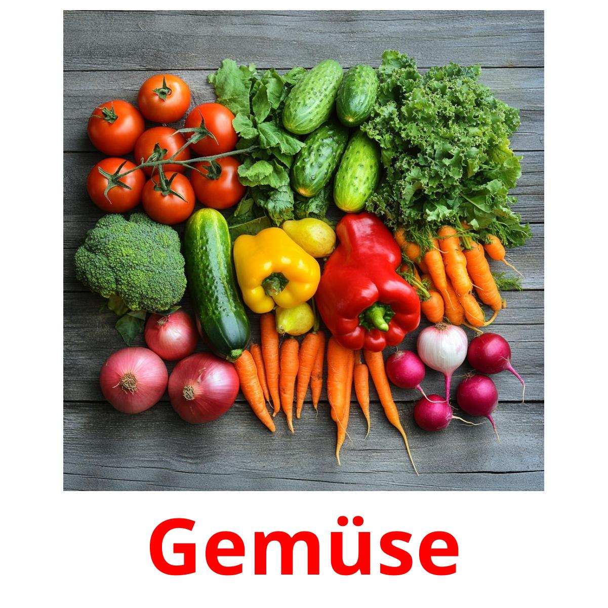 30 Printable Vegetables Flashcards in German (Free PDF)