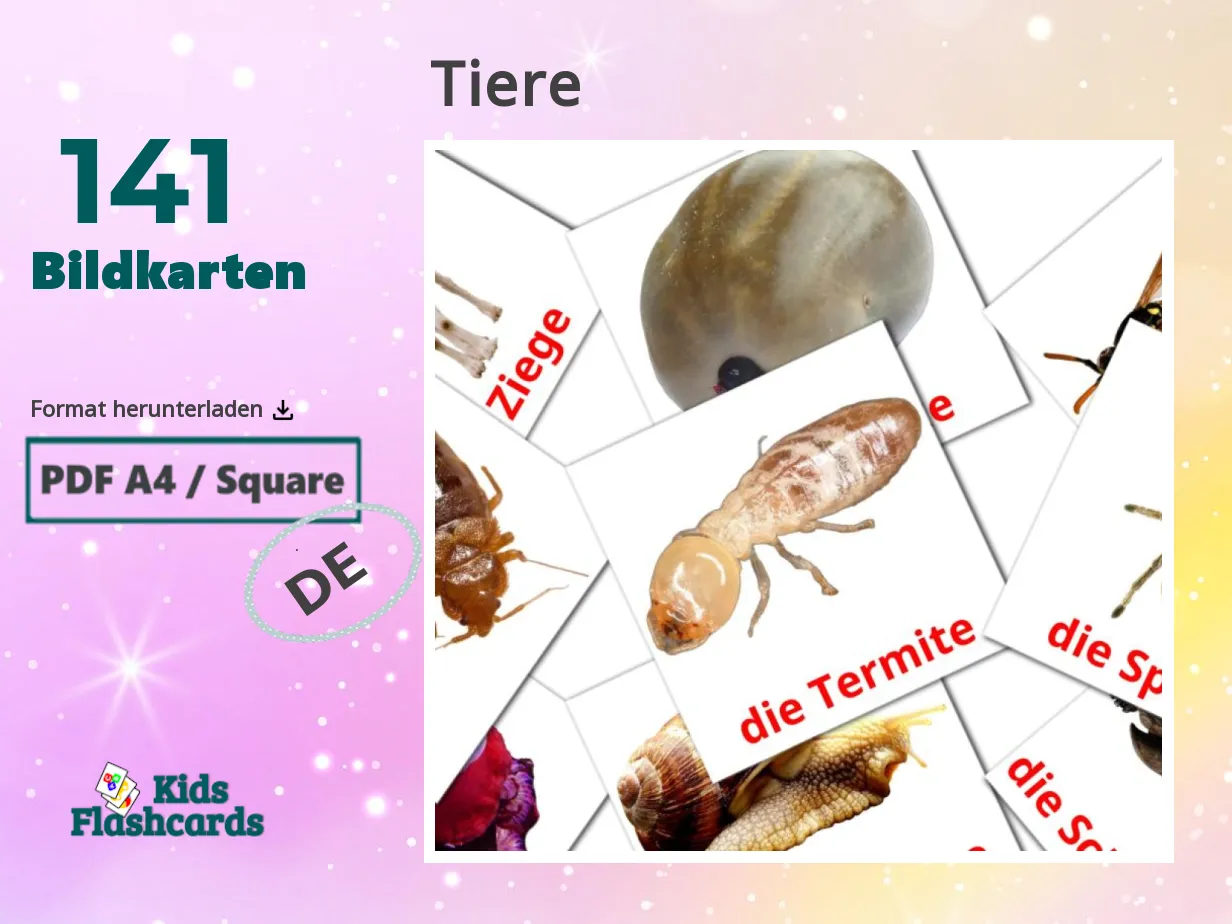 141 Tiere Bildkarten auf Deutsch | KOSTENLOSE druckbare PDFs