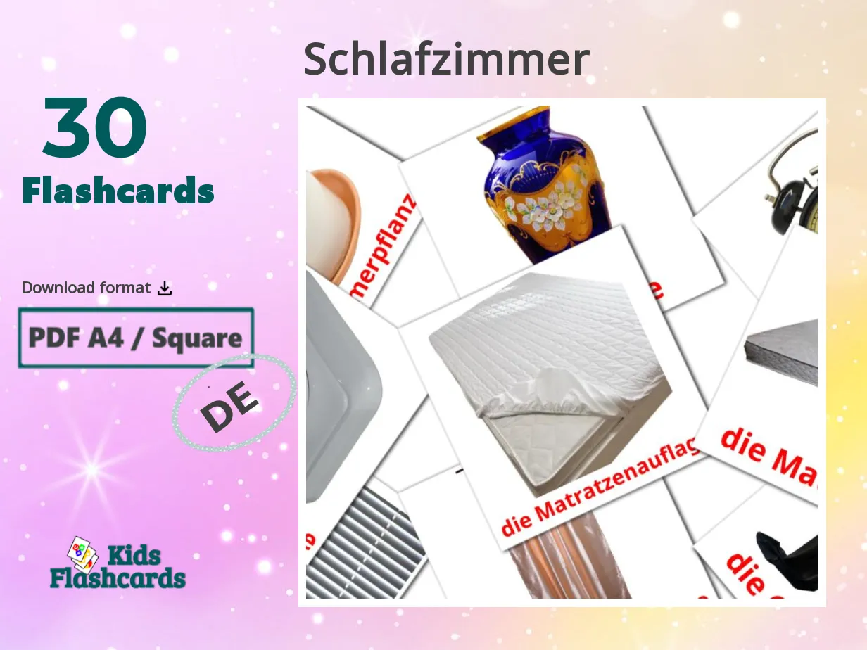 30 FREE German Bedroom Flashcards | PDF