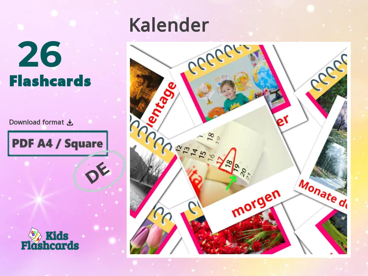 26 FREE German Calendar Flashcards | PDF