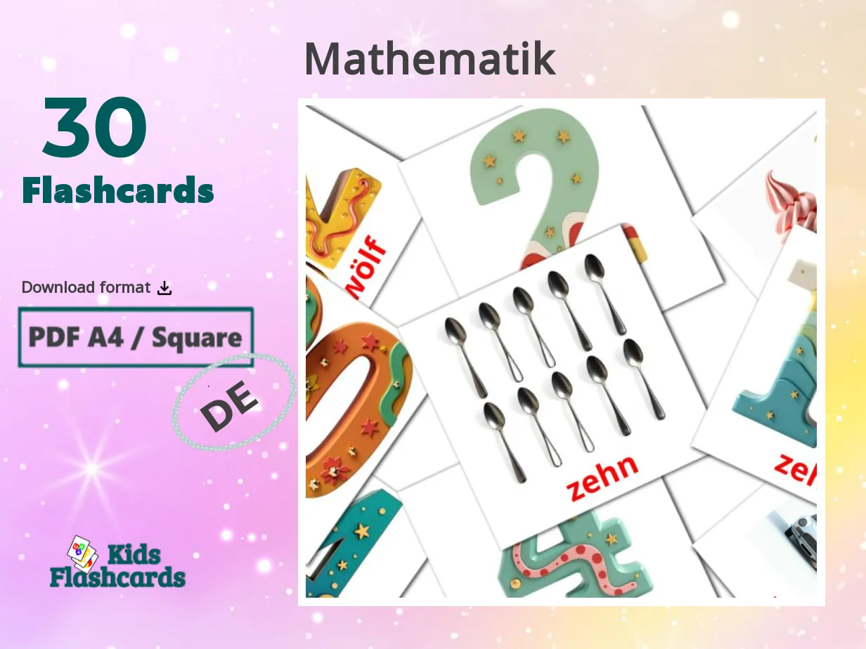 30 FREE German Math Flashcards | PDF