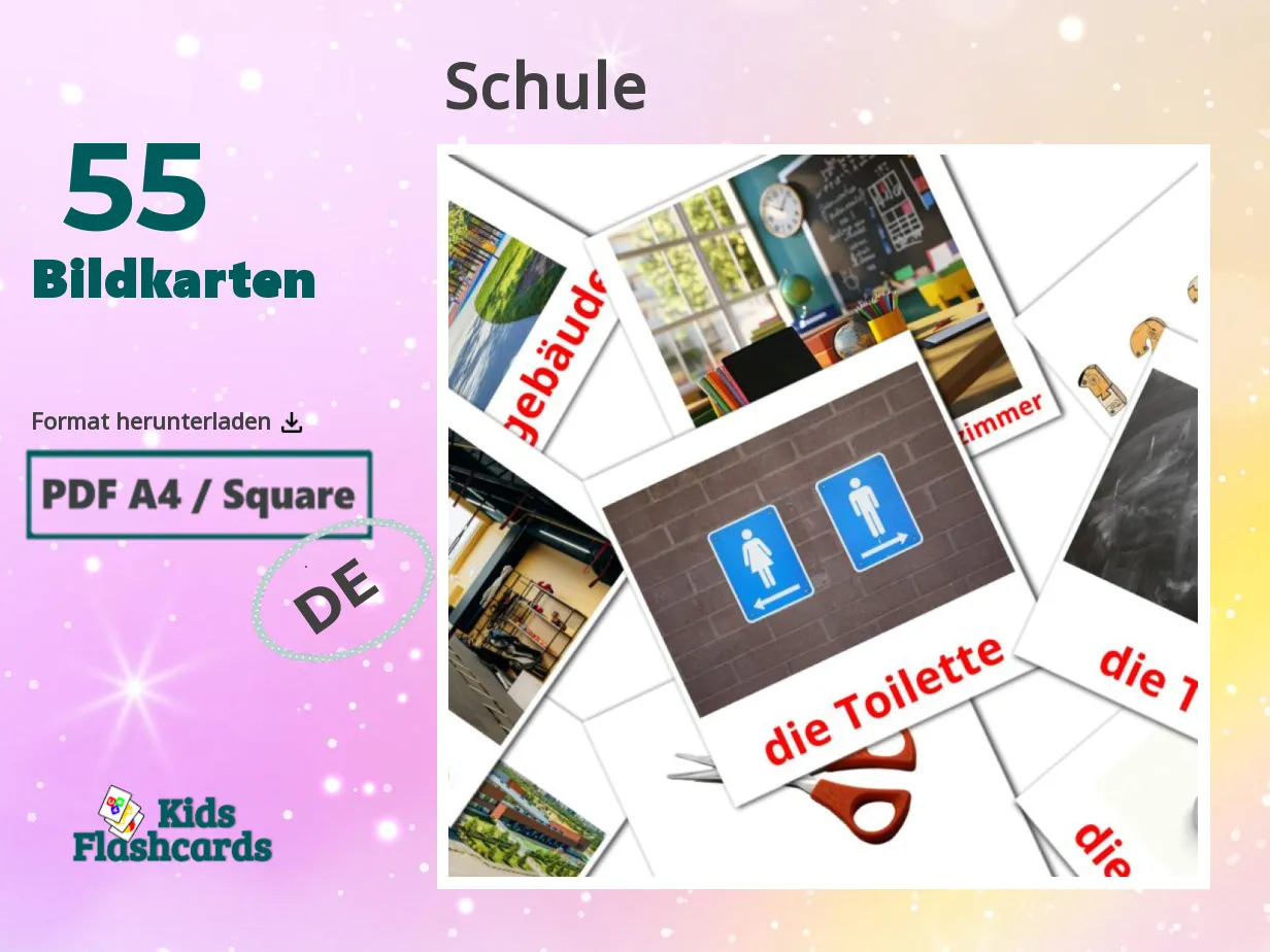 55 Schule Bildkarten auf Deutsch | KOSTENLOSE druckbare PDFs