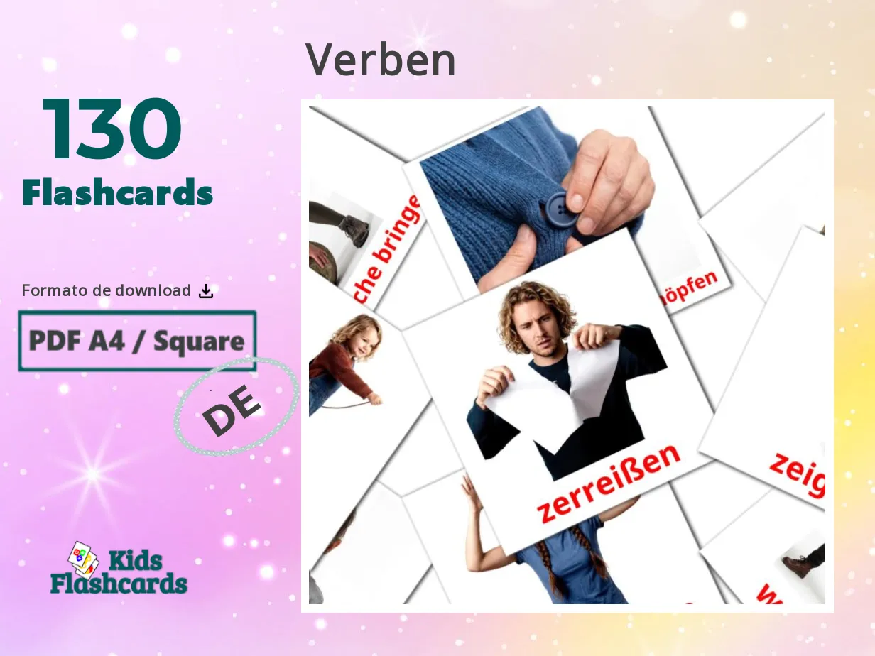 130 Flashcards de Verbos GRÁTIS em Alemão | 4 PDFs imprimíveis