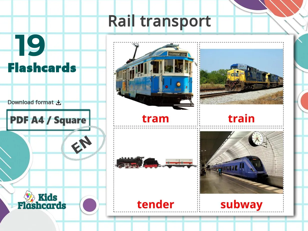 19 Printable Rail transport Flashcards in English (Free PDF)