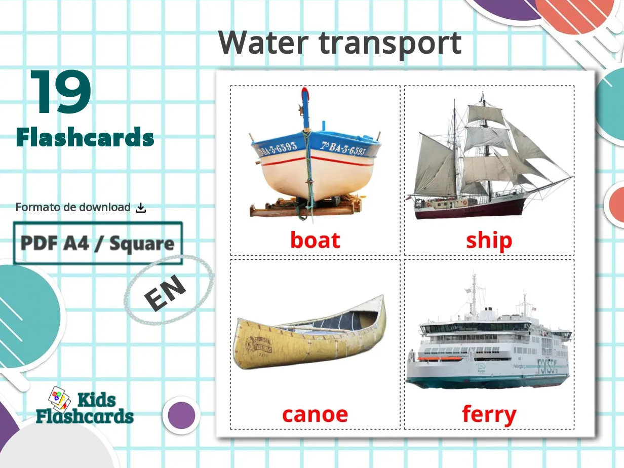19 Cartões linguagem de Transporte Aquático GRÁTIS em 4 formatos PDF ...