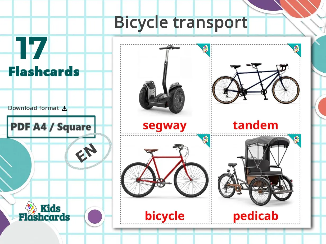 17 Printable Bicycle transport Flashcards in English (Free PDF)