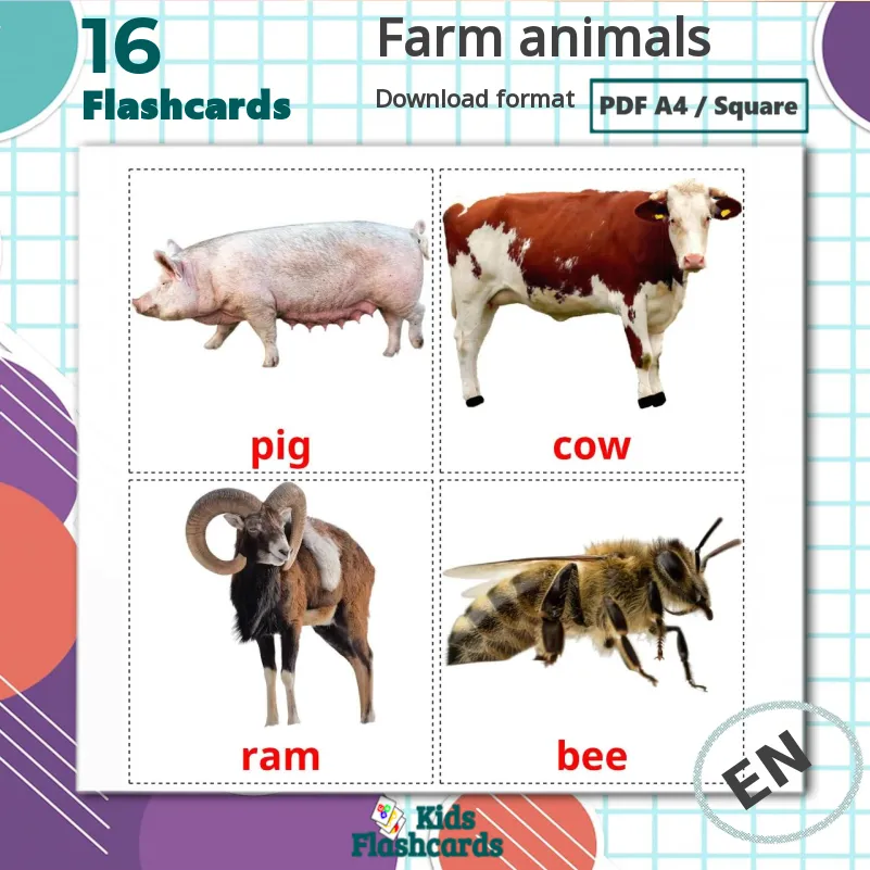 Farm Animal Picture Cards To Print Farm Animal Flash Cards (SB7730)