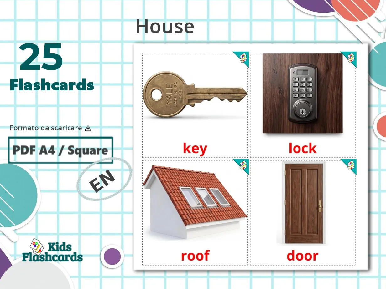 25 Flashcard GRATUITE sui Casa in 4 Formati PDF | Immagini in Inglese