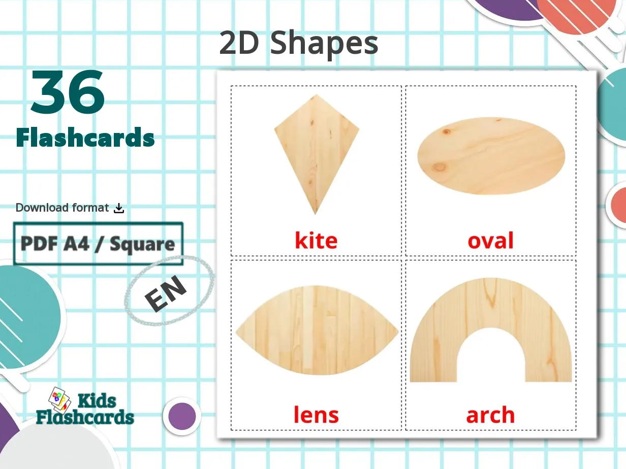 36 Printable 2D Shapes Flashcards in English (Free PDF)