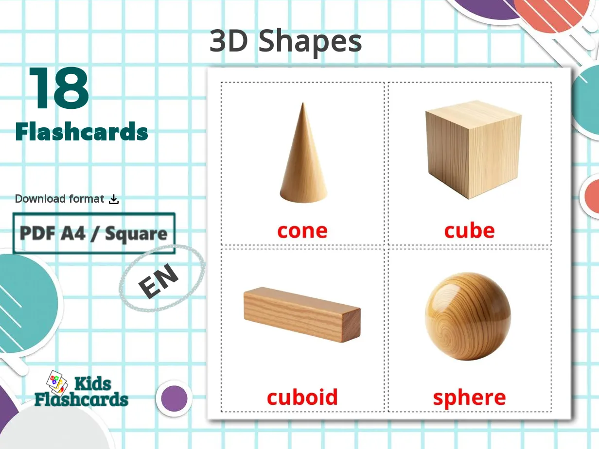 18 Printable 3D Shapes Flashcards in English (Free PDF)