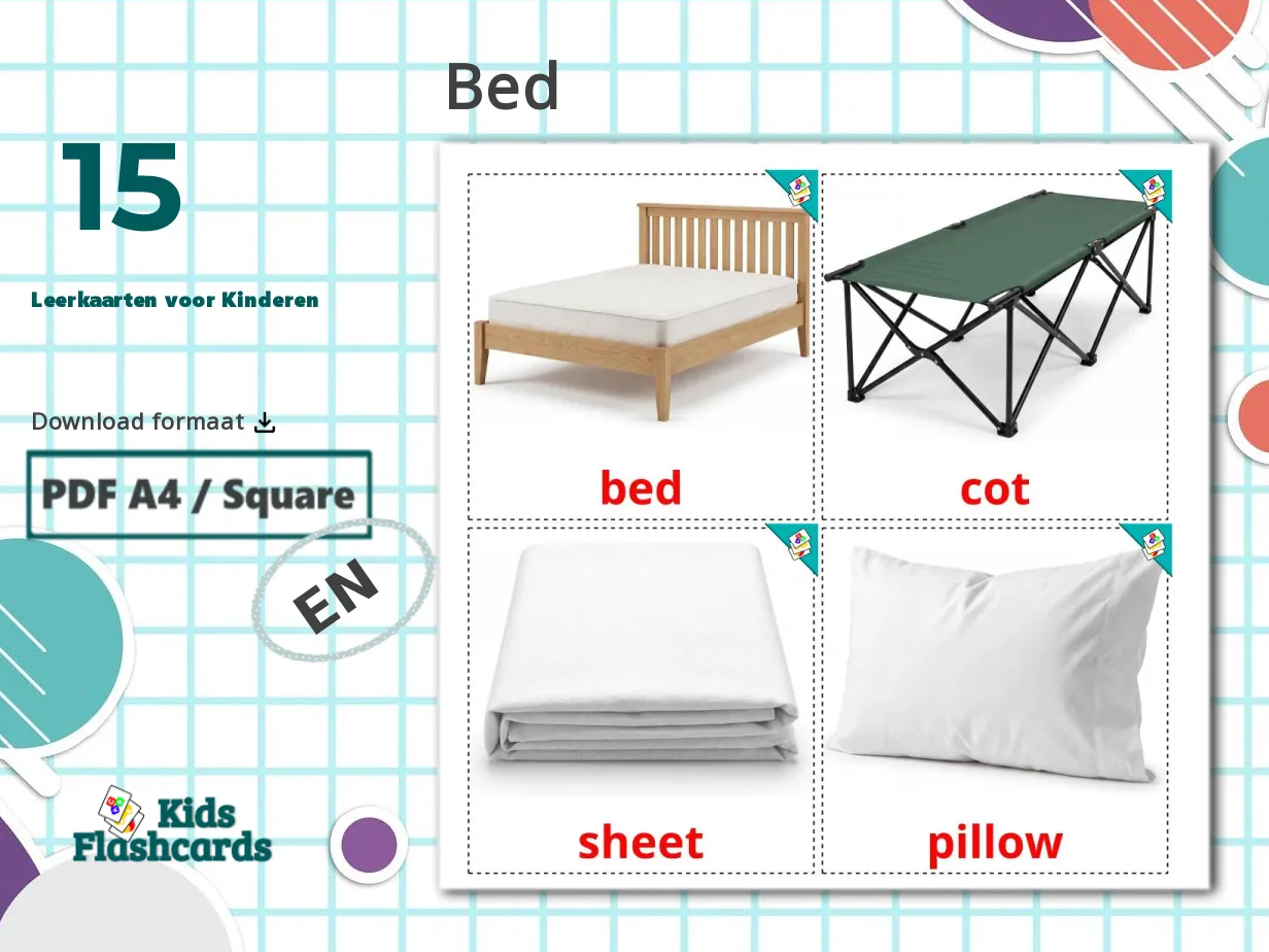 15 GRATIS Bed Leerkaarten voor Kinderen in 4 PDF formaten | Engels ...