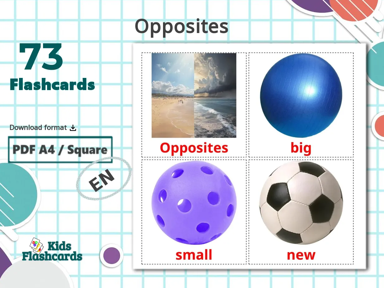 73 Printable Opposites Flashcards in English (Free PDF)