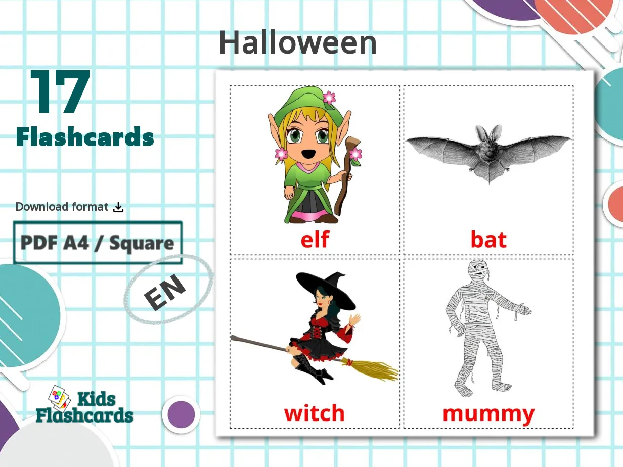 17 Printable Halloween Flashcards in English (Free PDF)