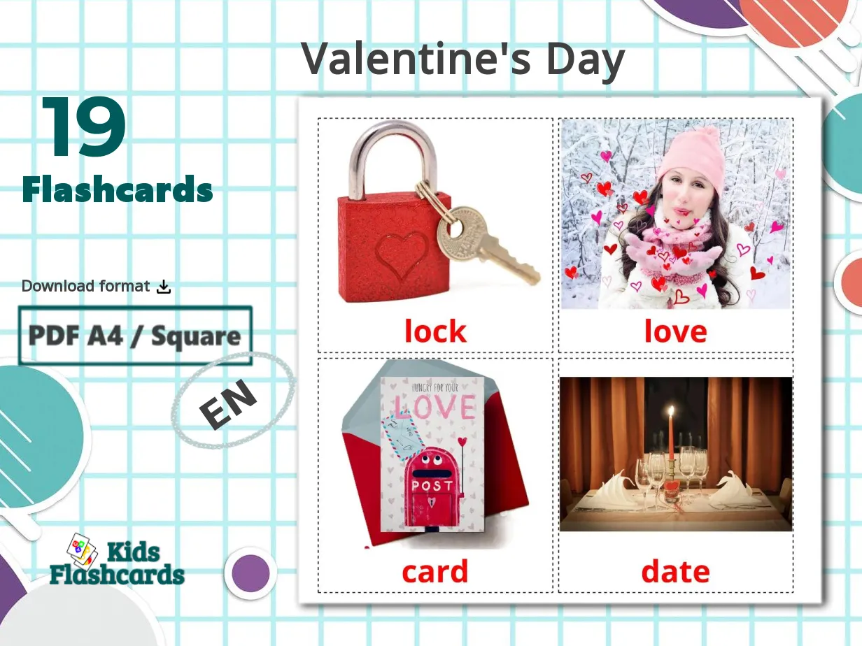 19 Printable Valentine's Day Flashcards in English (Free PDF)
