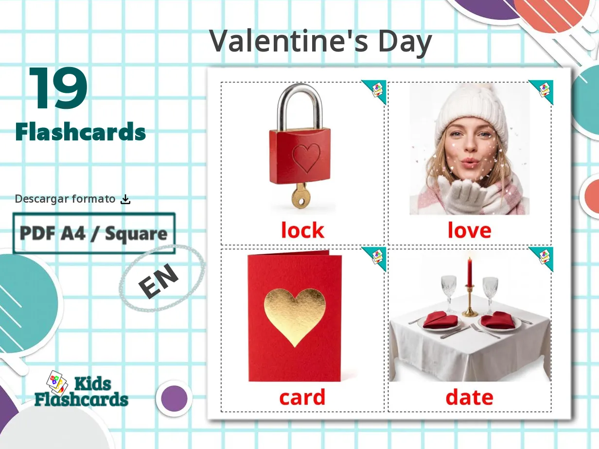 19 Tarjetas de Aprendizaje de San Valentín GRATIS en PDF | Imágenes en ...