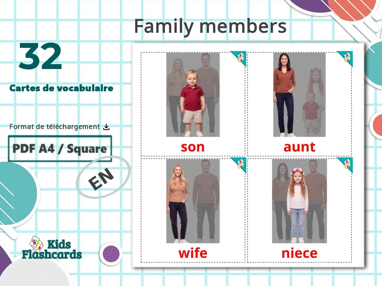 32 Cartes de Vocabulaire pour Enfants GRATUITES Les Membres de la ...