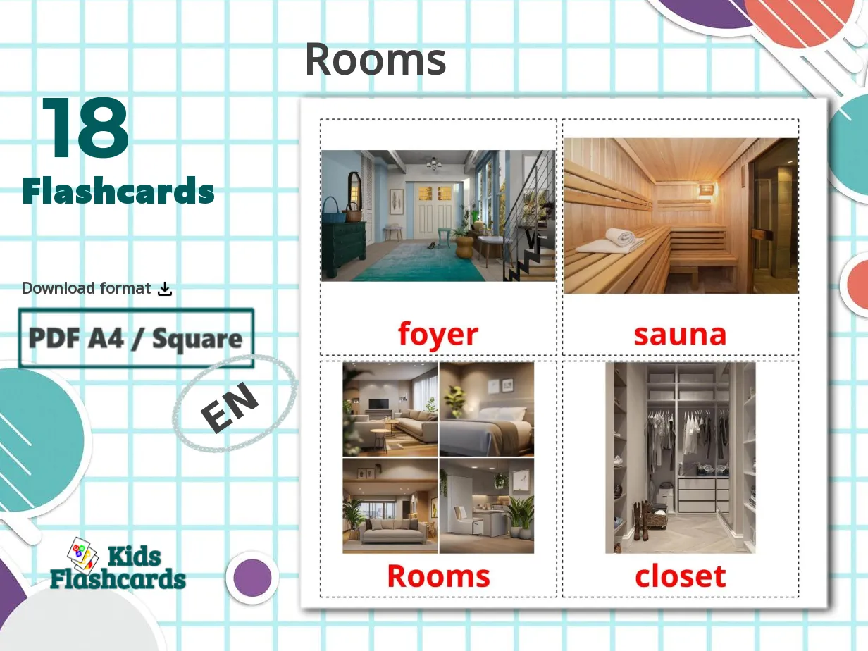 18 Printable Rooms Flashcards in English (Free PDF)