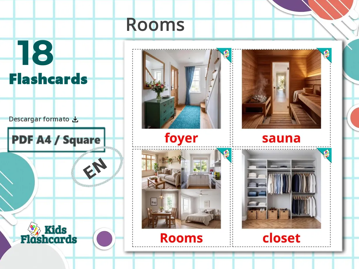 18 Tarjetas de Aprendizaje de Habitaciones GRATIS en PDF | Imágenes en ...