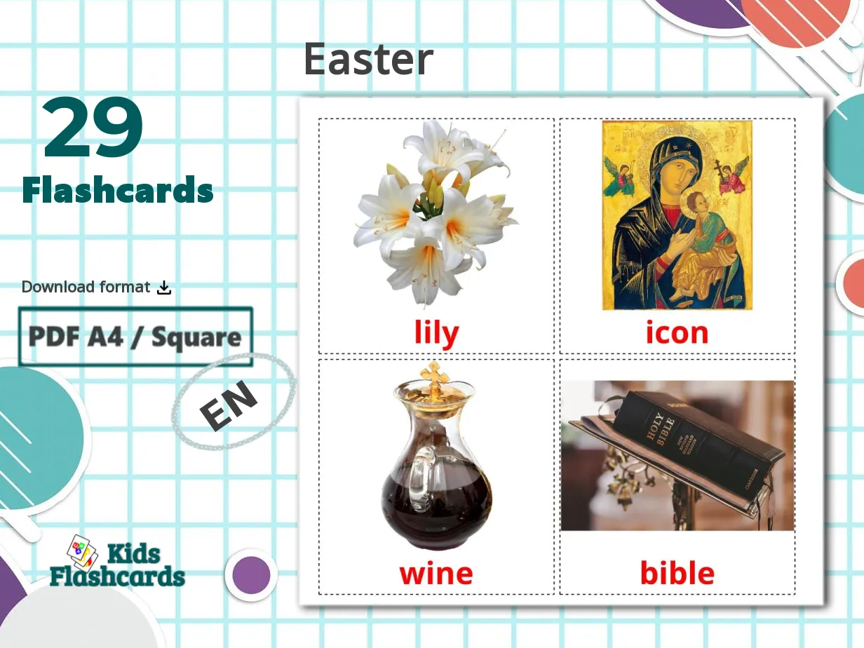 29 Printable Easter Flashcards in English (Free PDF)