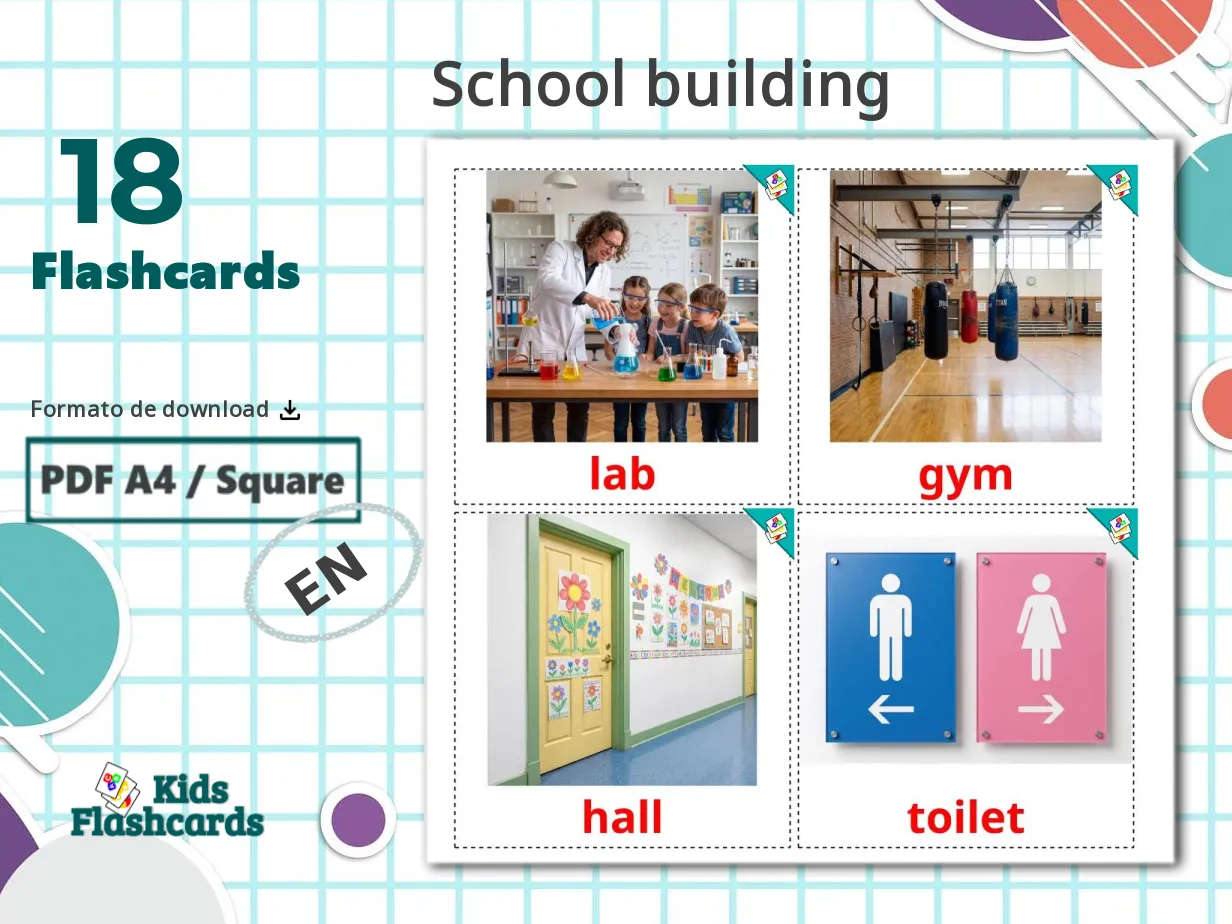18 Cartões linguagem de Edifício escolar GRÁTIS em 4 formatos PDF ...
