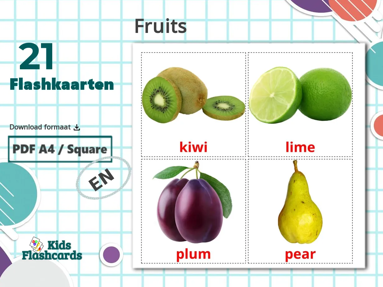 21 GRATIS Fruit Leerkaarten voor Kinderen in 4 PDF formaten | Engels ...