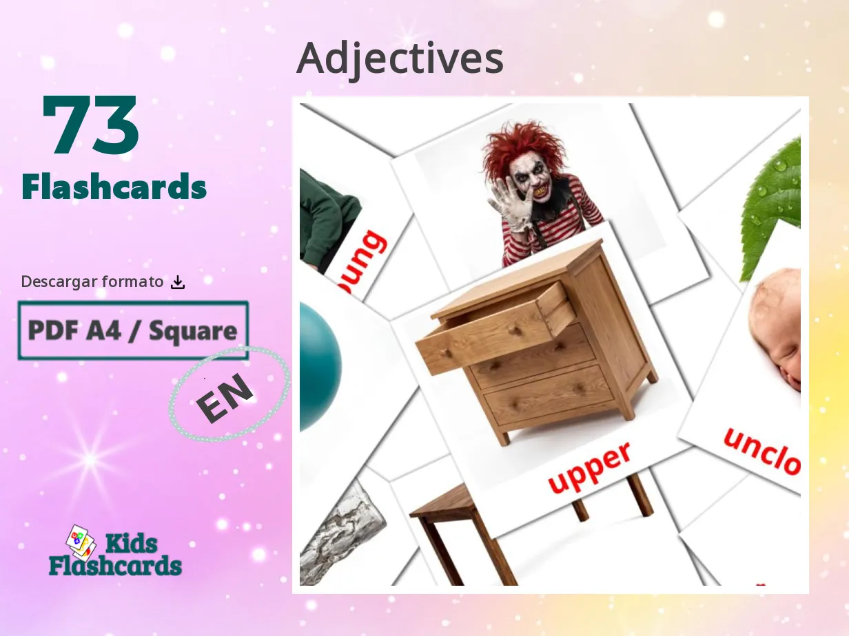 73 Tarjetas Didacticas de Adjetivos para Imprimir GRATIS en Inglés | PDFs