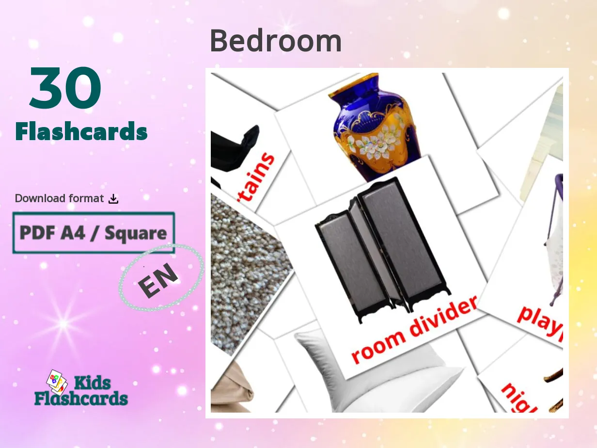 30 FREE English Bedroom Flashcards | PDF