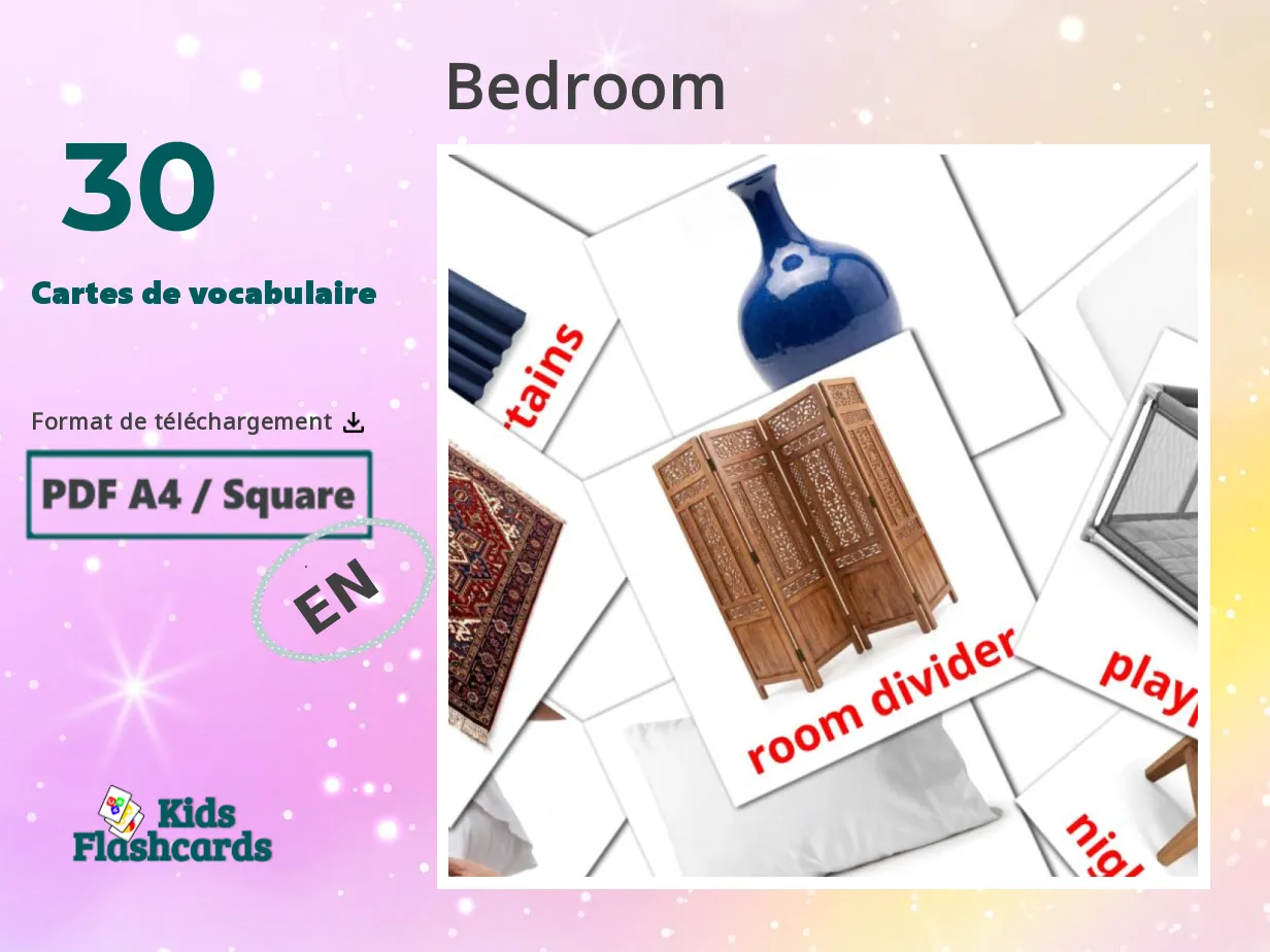 30 Cartes de vocabulaire Chambre à coucher GRATUITES à imprimer | PDF ...