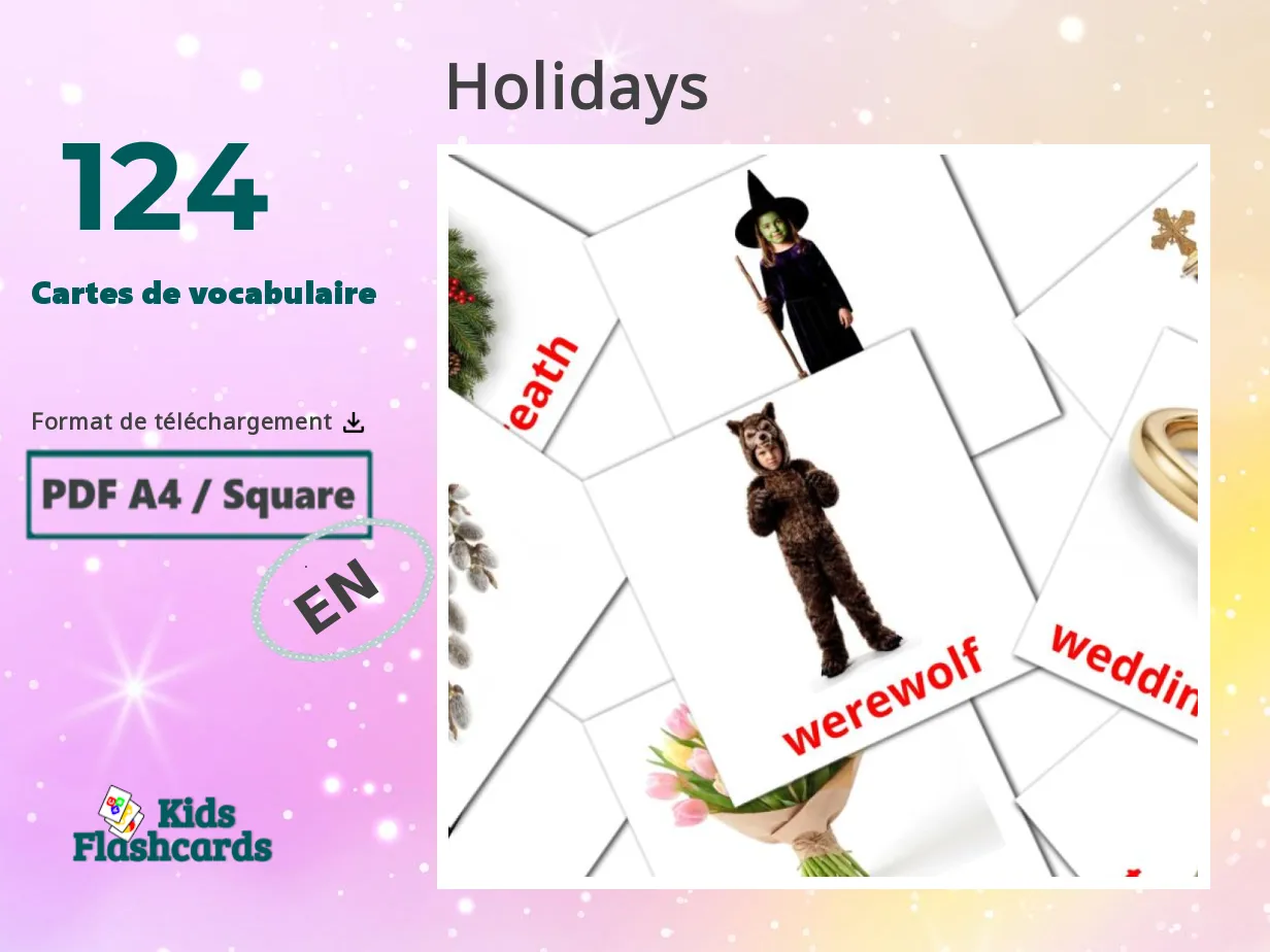125 Cartes de vocabulaire Les Vacances GRATUITES à imprimer | PDF ...