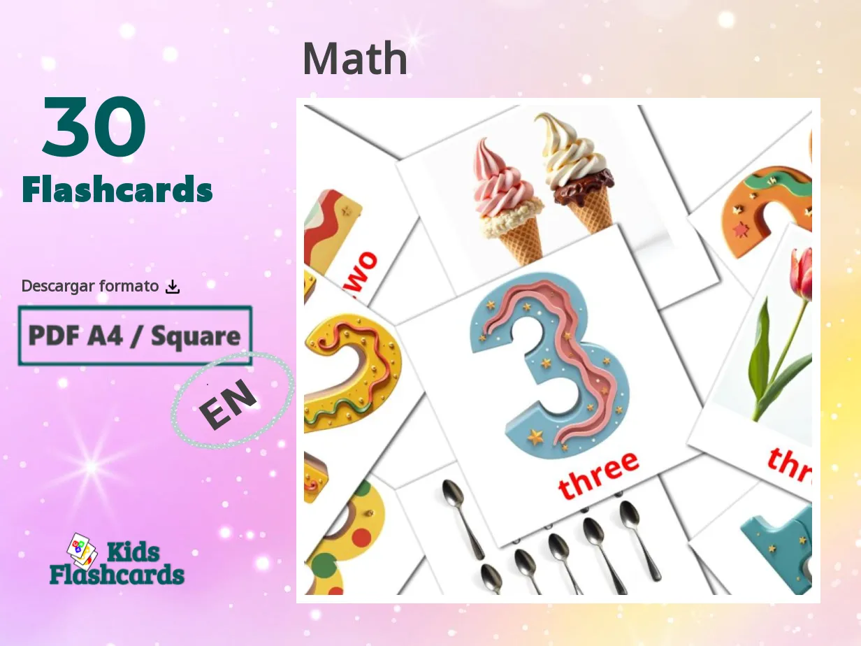 30 Tarjetas Didacticas de Matematicas para Imprimir GRATIS en Inglés | PDFs