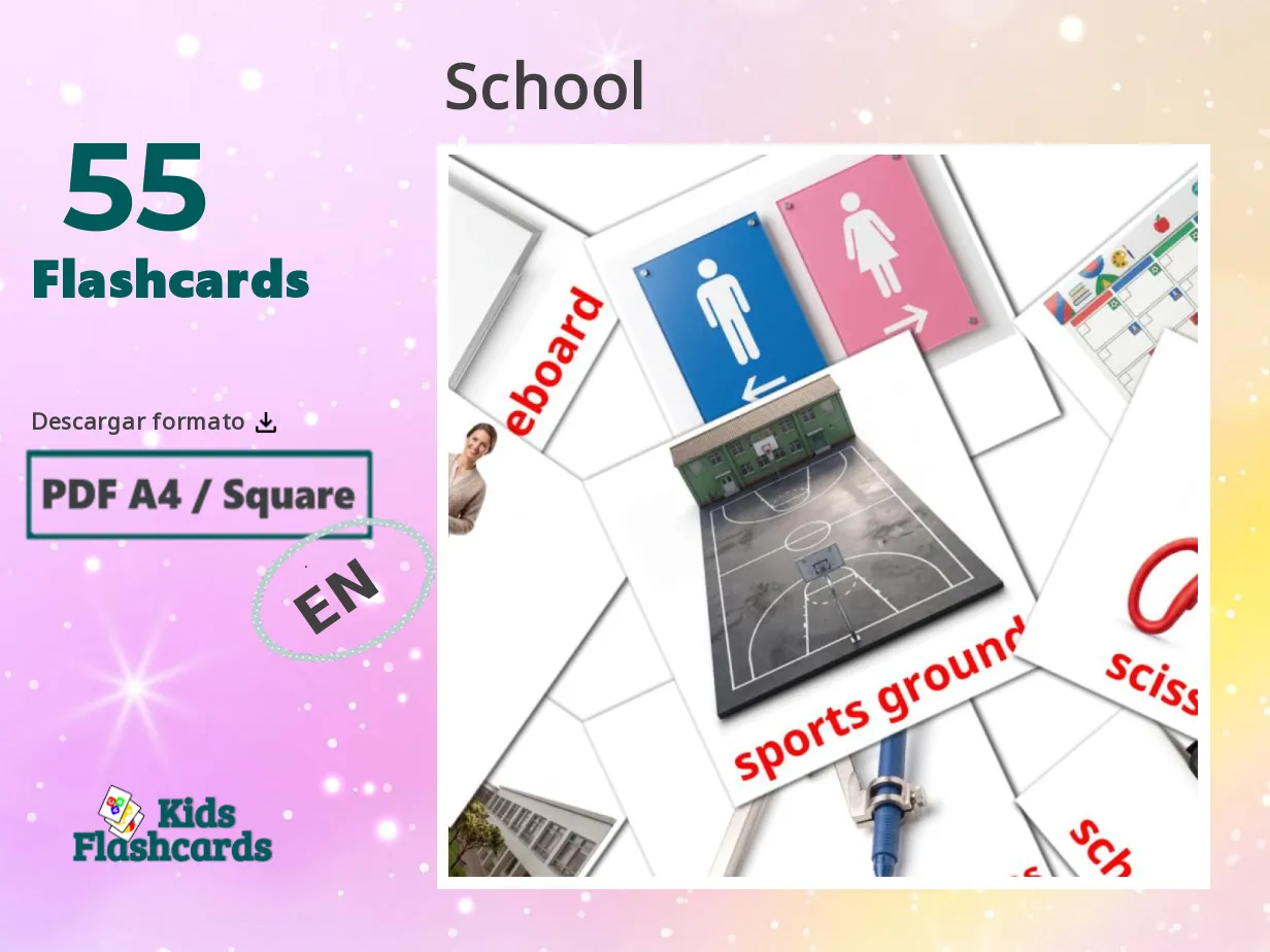 55 Tarjetas Didacticas de Escuela para Imprimir GRATIS en Inglés | PDFs