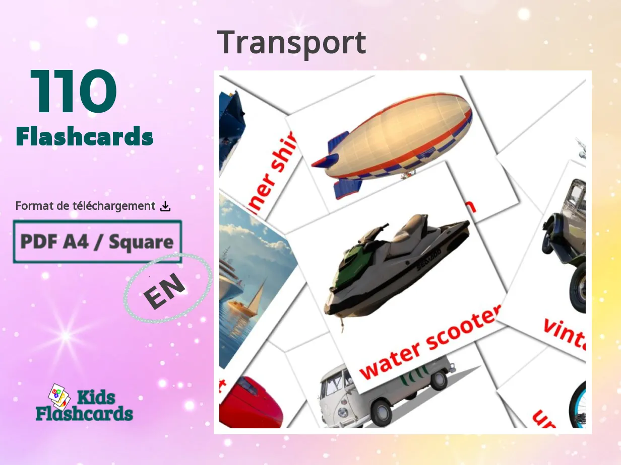 110 Cartes de vocabulaire Les Transports GRATUITES à imprimer | PDF ...