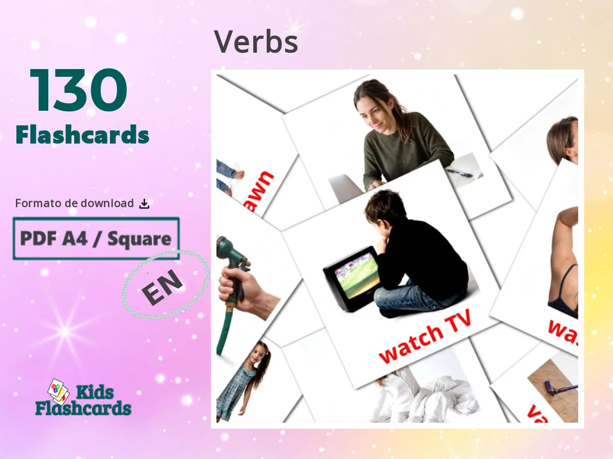 130 Flashcards de Verbos GRÁTIS em Inglês | 4 PDFs imprimíveis