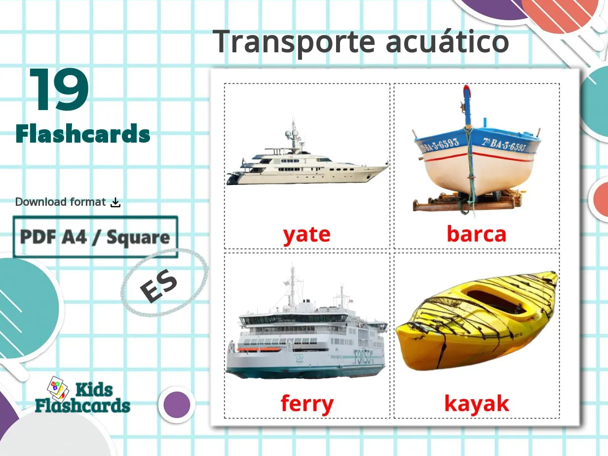 19 Printable Water transport Flashcards in Spanish (Free PDF)