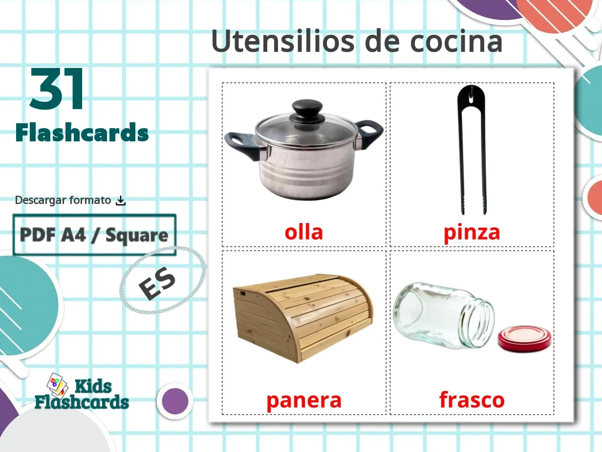 31 Tarjetas de Aprendizaje de Utensilios de cocina GRATIS en PDF ...