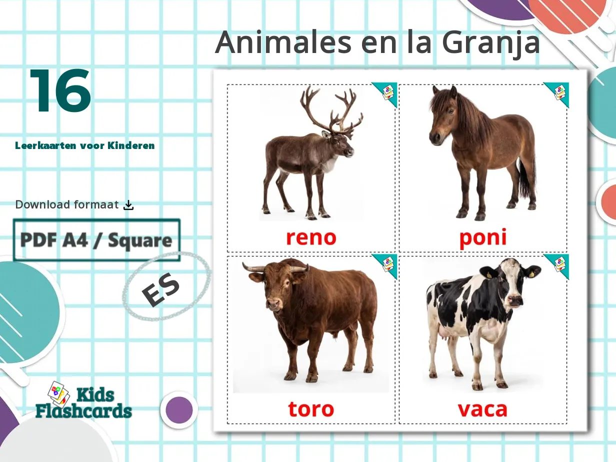 16 GRATIS Boerderijdieren Flashcards in 4 PDF formaten | Spaans ...