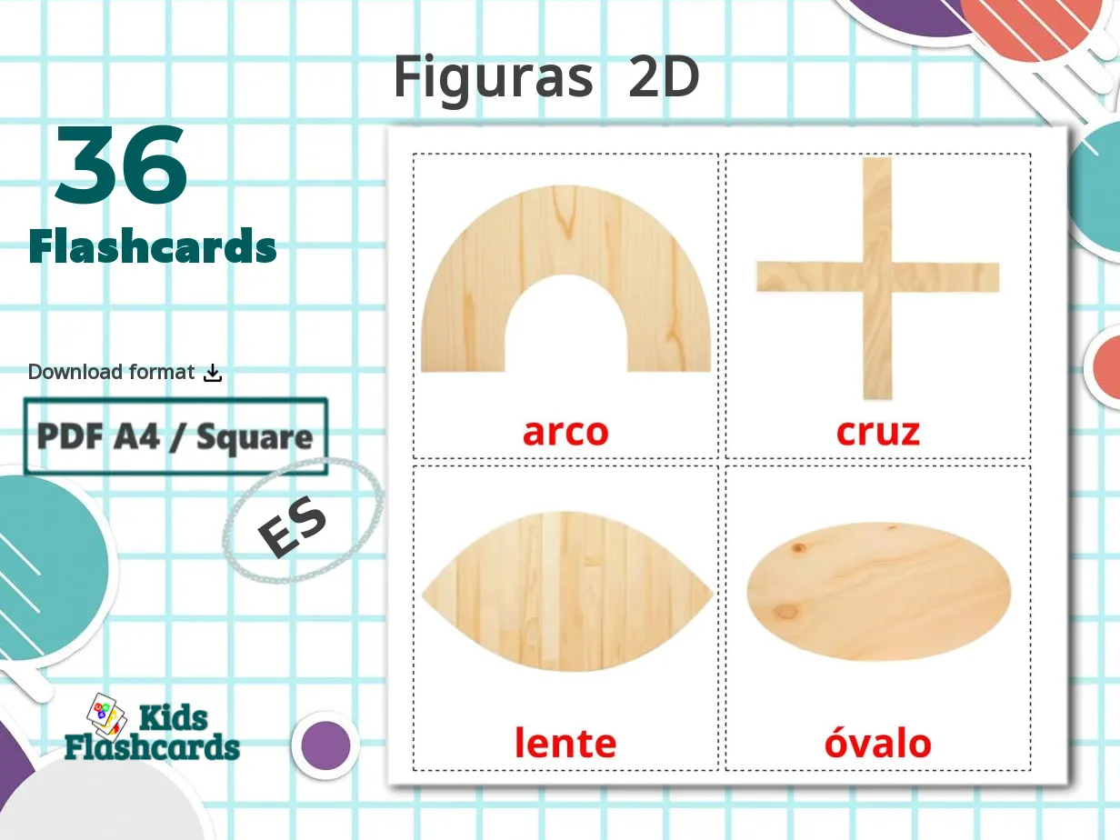 36 Printable 2D Shapes Flashcards in Spanish (Free PDF)