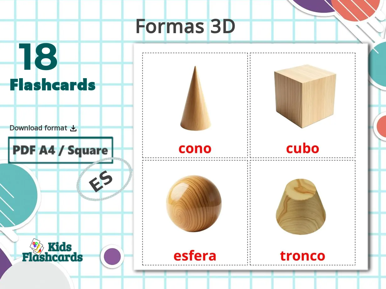 18 Printable 3D Shapes Flashcards in Spanish (Free PDF)