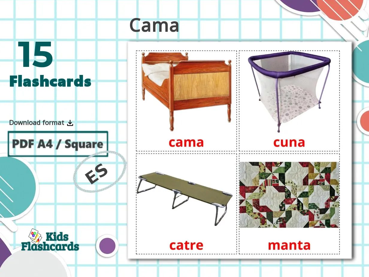 15 Printable Bed Flashcards in Spanish (Free PDF)