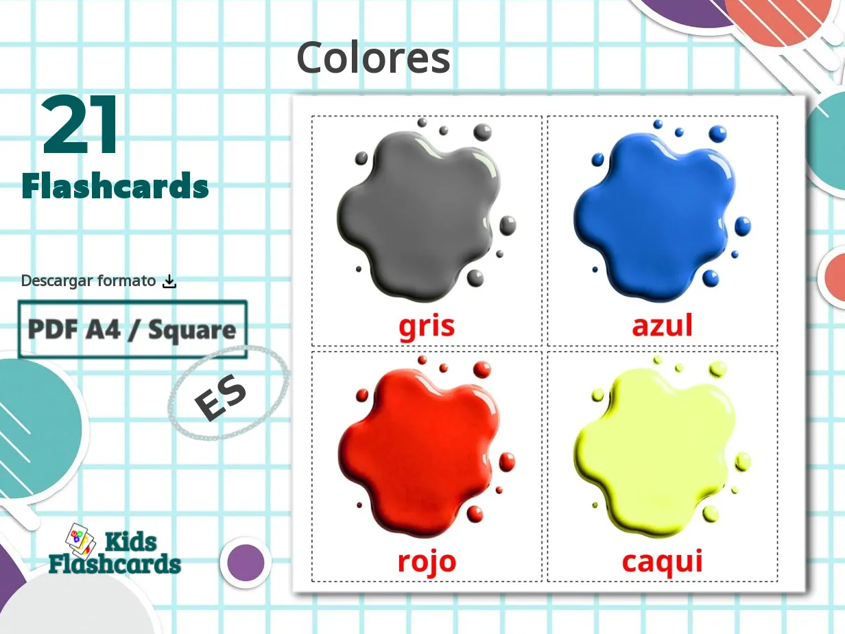 21 Tarjetas de Aprendizaje de Colores GRATIS en PDF | Imágenes en Español