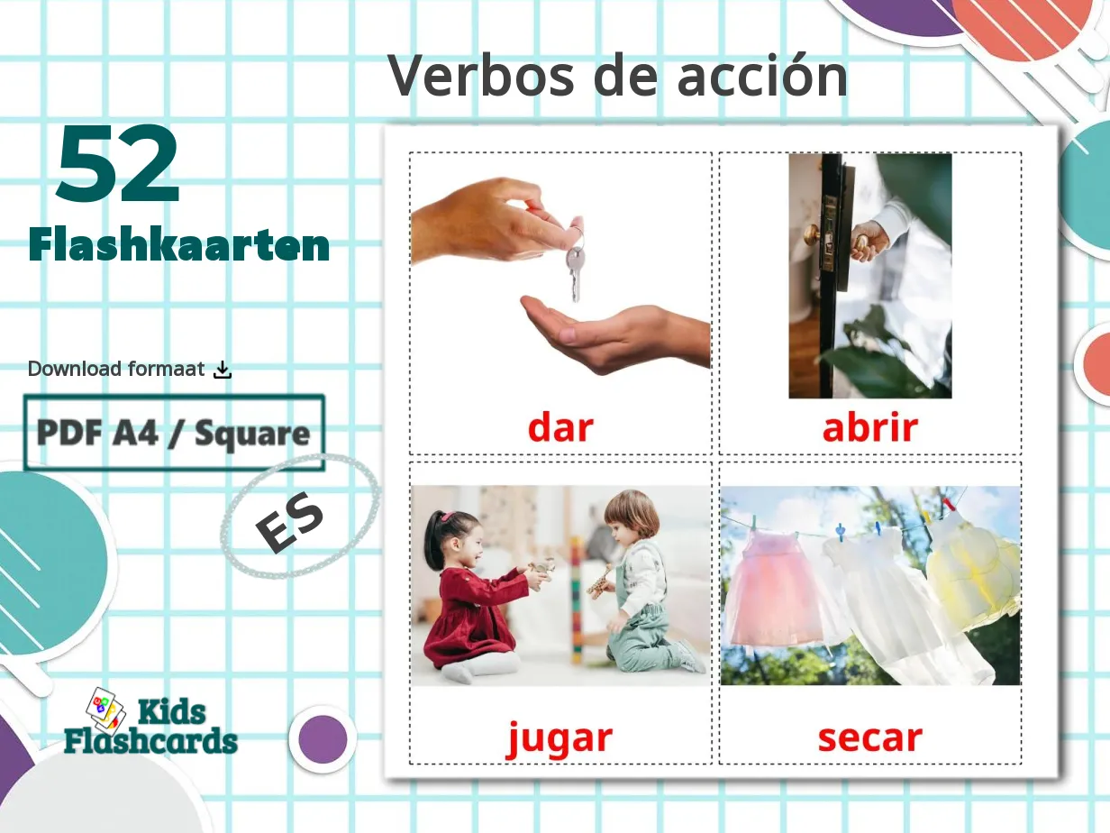 52 GRATIS Werkwoorden Leerkaarten voor Kinderen in 4 PDF formaten ...