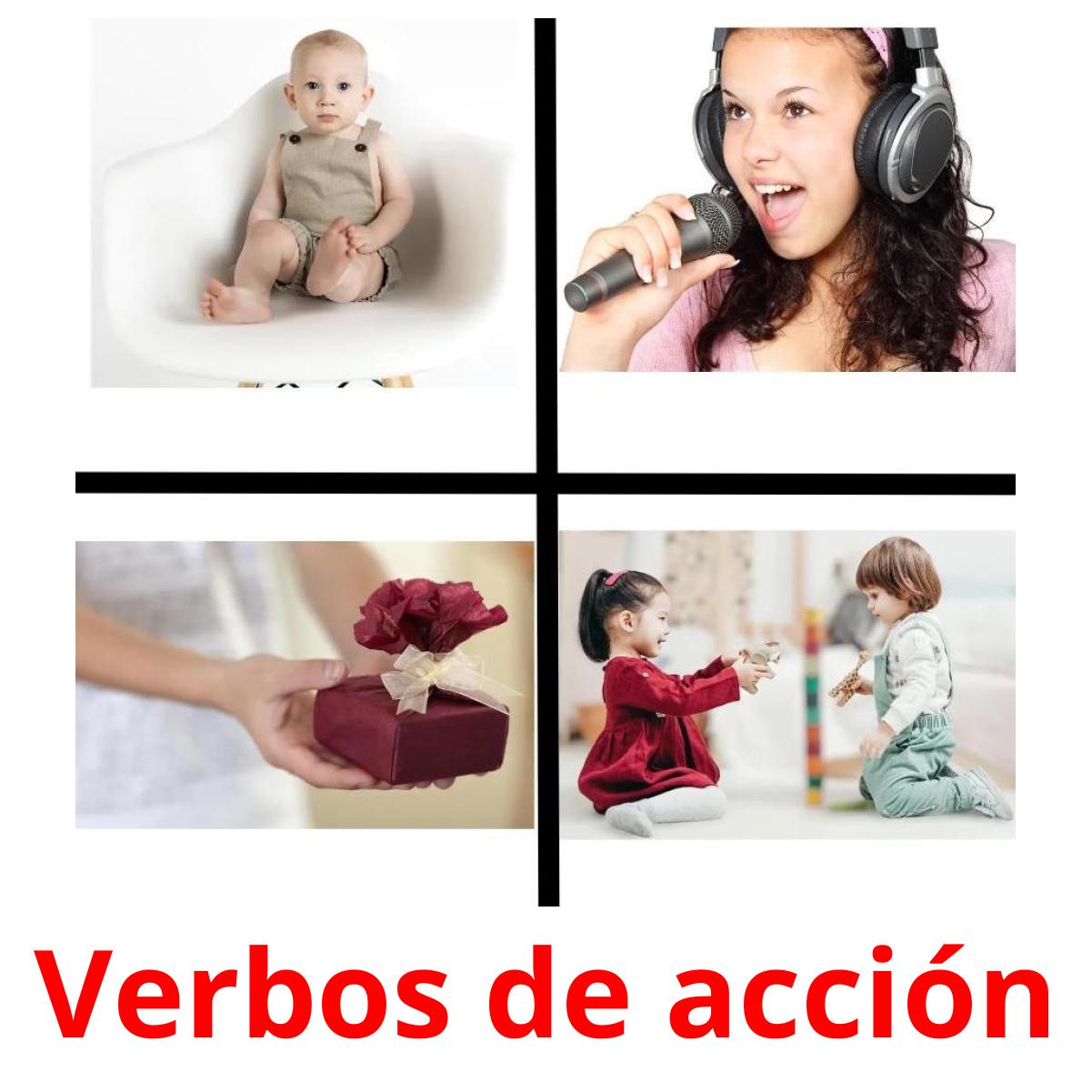 52 Tarjetas de Aprendizaje de Verbos de acción GRATIS en PDF | Imágenes ...
