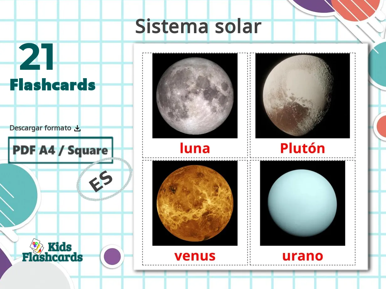 21 Tarjetas de Aprendizaje de Sistema solar GRATIS en PDF | Imágenes en ...