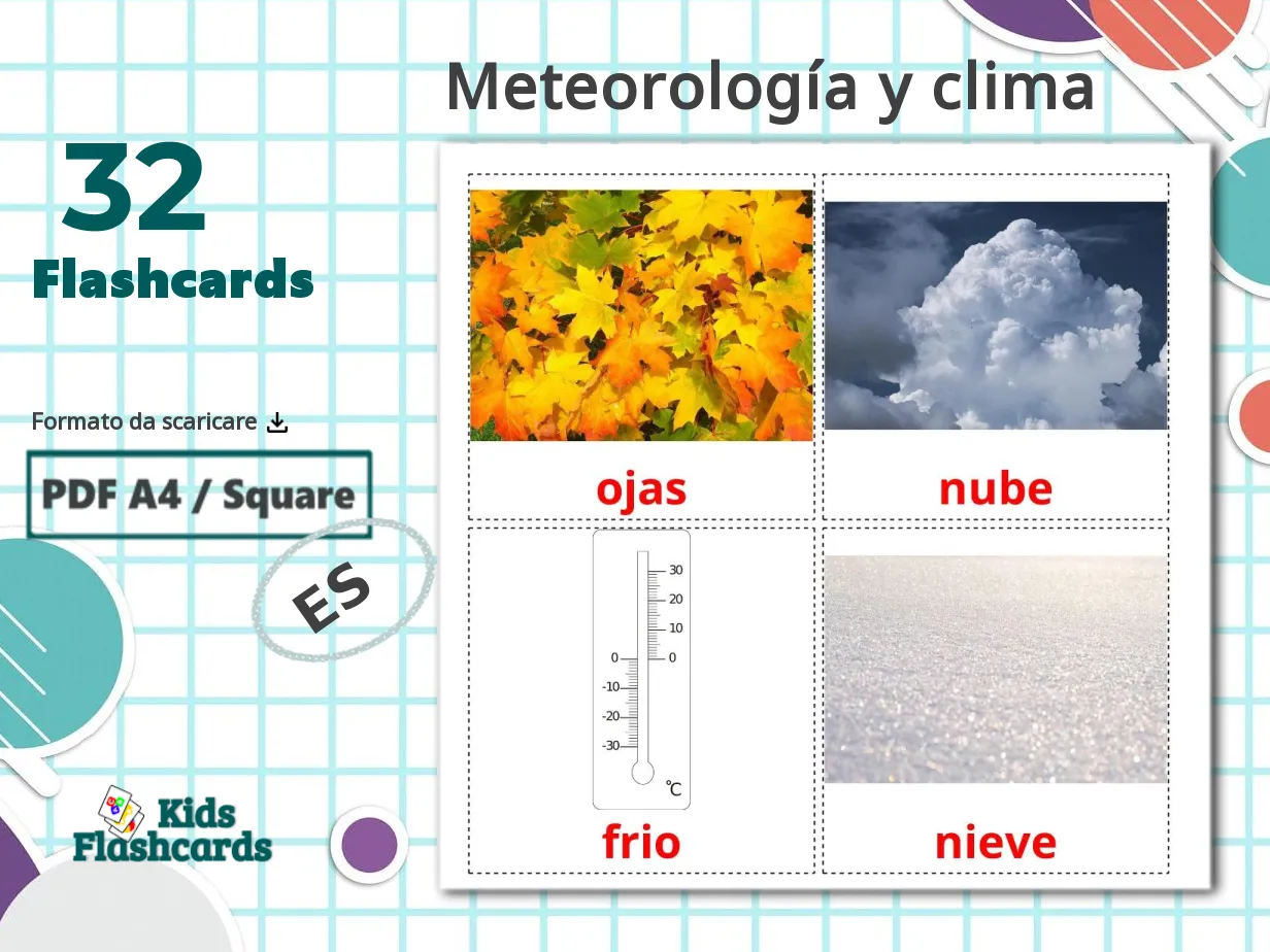 32 Flashcard GRATUITE sui Tempo atmosferico in 4 Formati PDF | Immagini ...