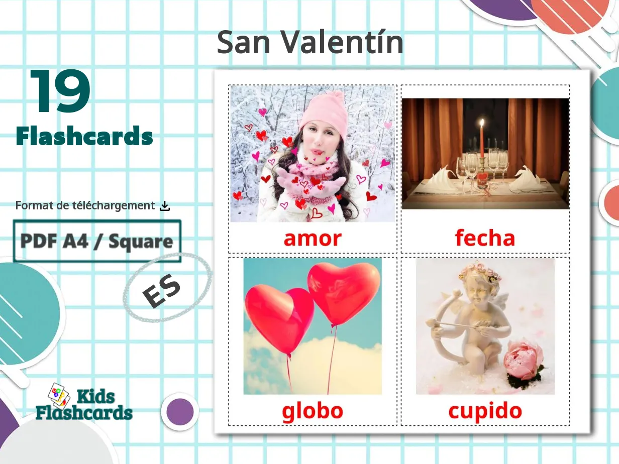 19 Cartes de Vocabulaire pour Enfants GRATUITES La Saint-Valentin à ...