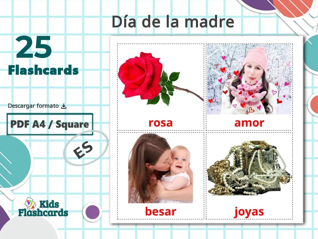 25 Tarjetas de Aprendizaje de Día de la madre GRATIS en PDF | Imágenes ...