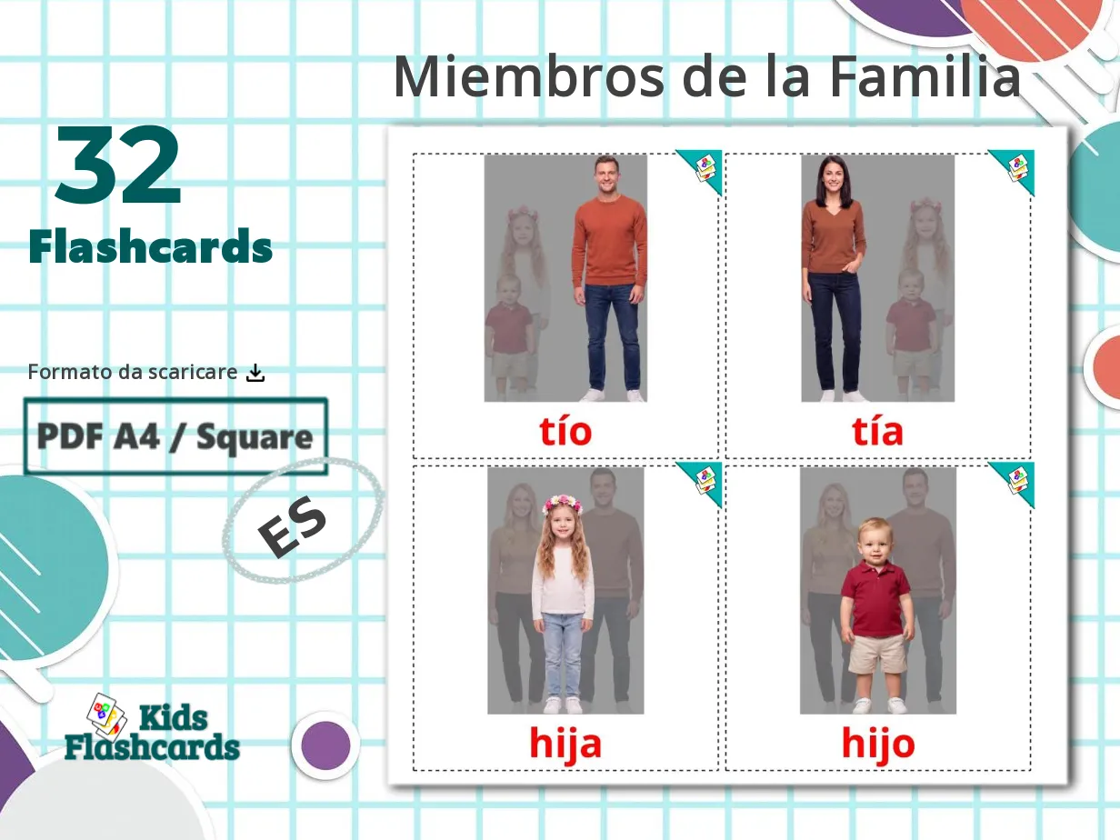 32 Flashcard GRATUITE sui Membri Della Famiglia in 4 Formati PDF ...