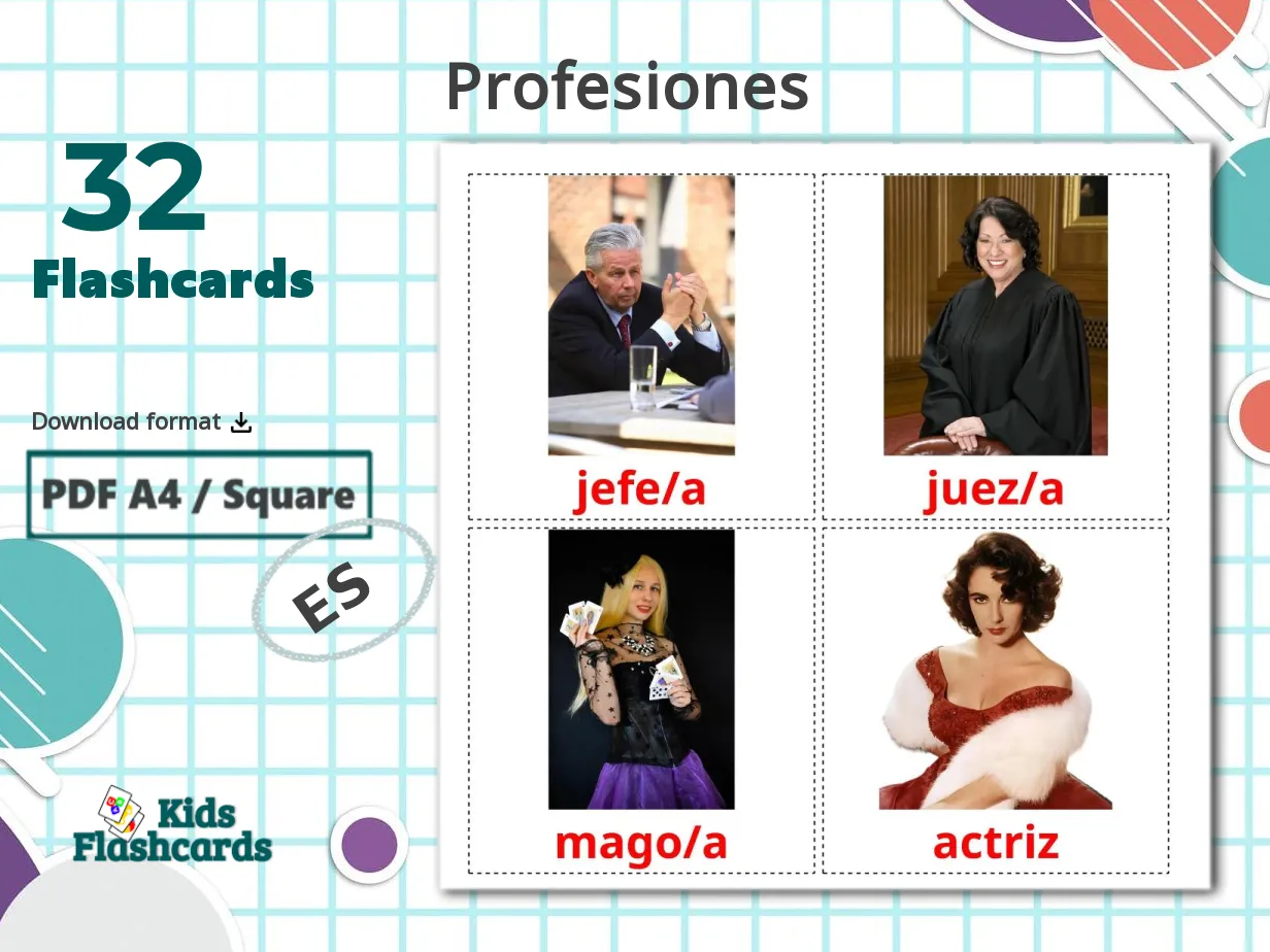 32 Printable Professions Flashcards in Spanish (Free PDF)