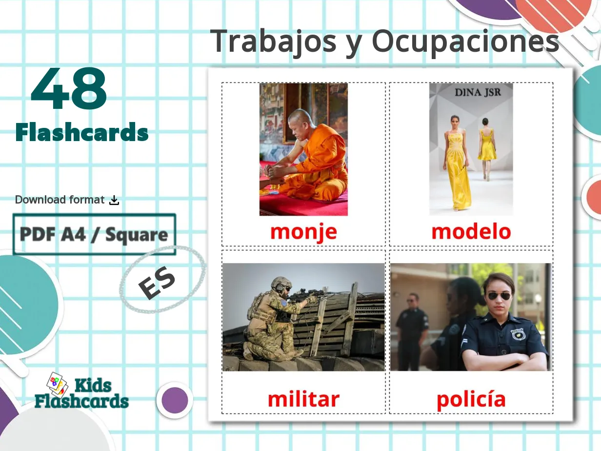 48 Printable Jobs and Occupations Flashcards in Spanish (Free PDF)